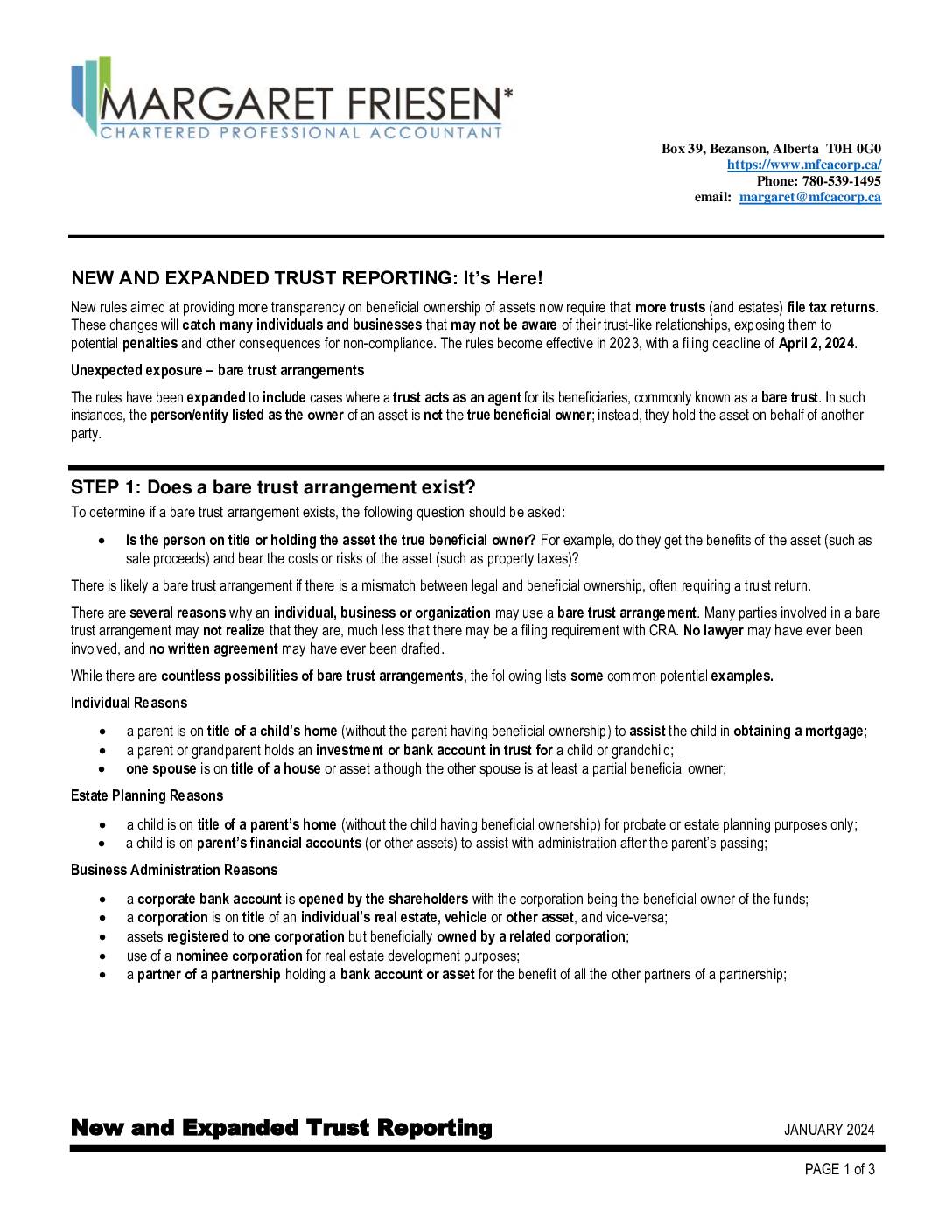 Worksheets - Margaret Friesen Chartered Accountant